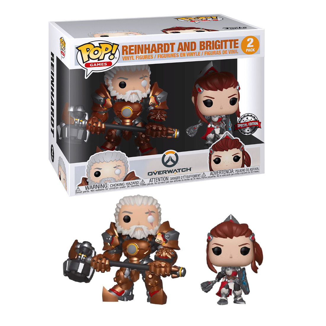 Funko Pop! Games Overwatch Reinhardt and Brigitte 2 Pack Exclusivo ...