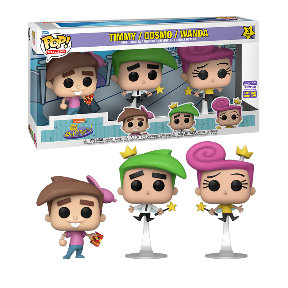 Funko Pop! Padrinhos Magicos Timmy Turner Cosmo e Wanda 3 Pack - Moça ...
