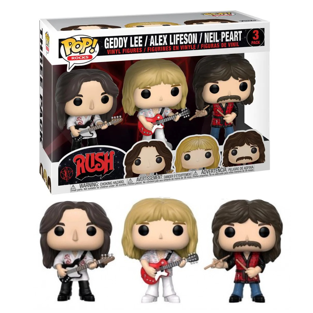 Funko Pop Rocks Rush Geddy Lee Alex Lifeson Neil Peart 3 Pack Original ...