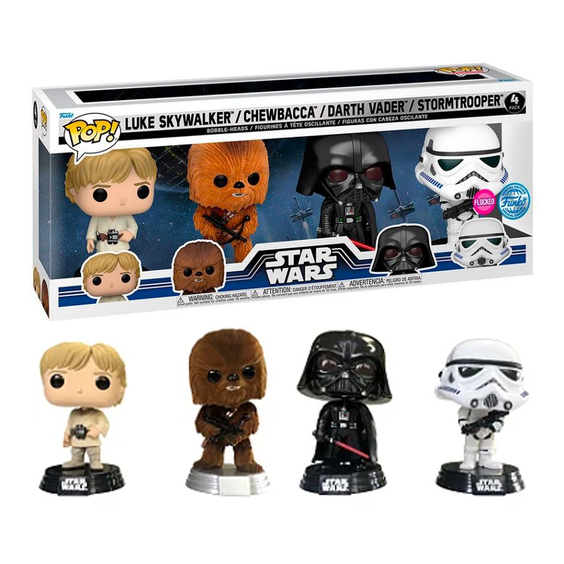 Funko Pop Star Wars 4 Pack Exclusivo Flocked Original Colecionavel