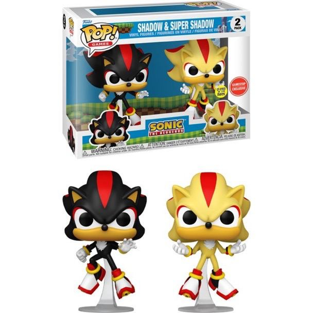 Funko Pop! Games Sonic Shadow & Super Shadow 2 Pack Exclusivo Glow ...