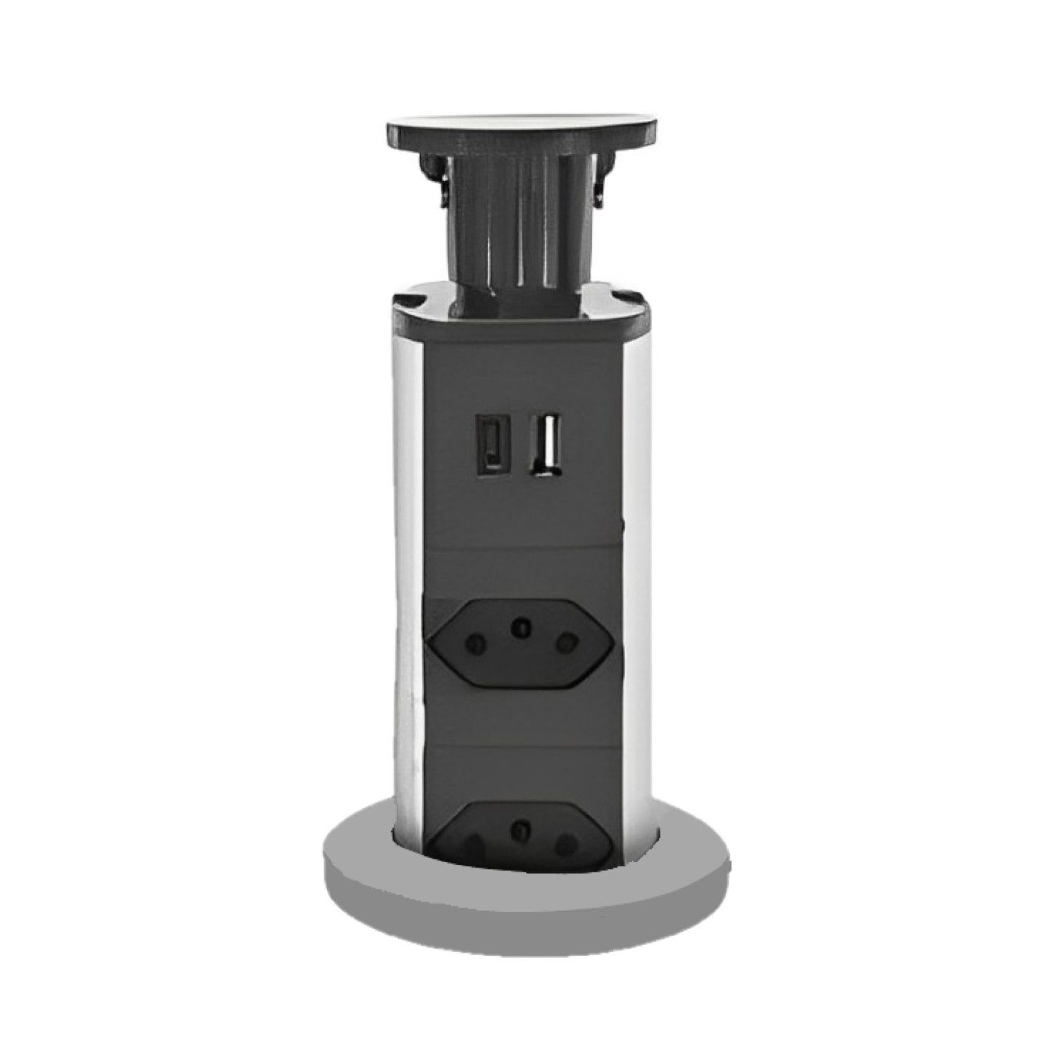 Torre De Tomada Para Bancada Embutir Retrátil Com 3 Tomadas Multiplug ...