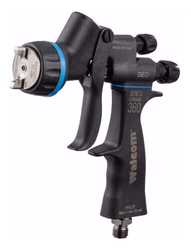 Pistola de Pintura Walcom Genesi Carbonio Geo 360 Bico 1.3 c/ manômetr ...