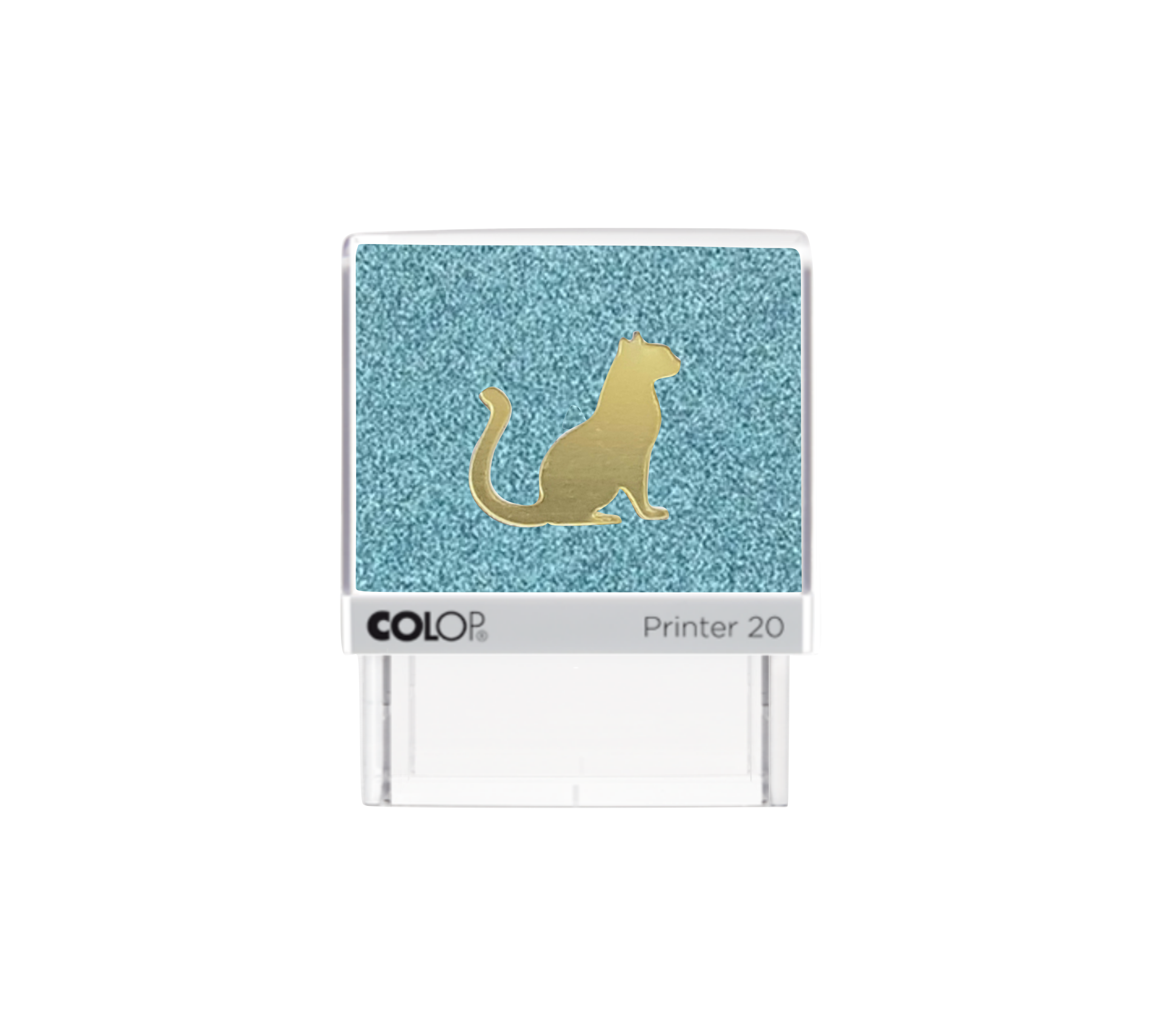 Carimbo Glitter Azul Pastel Personalizado - Doutor Carimbos LTDA