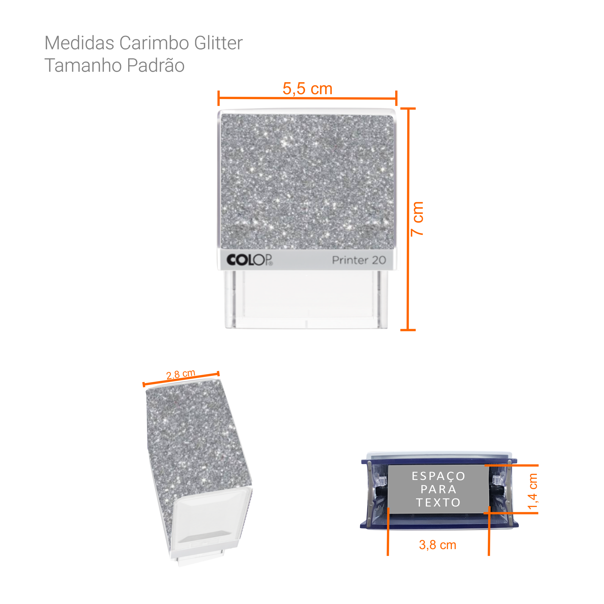 Carimbo Glitter Azul Pastel Personalizado - Doutor Carimbos LTDA