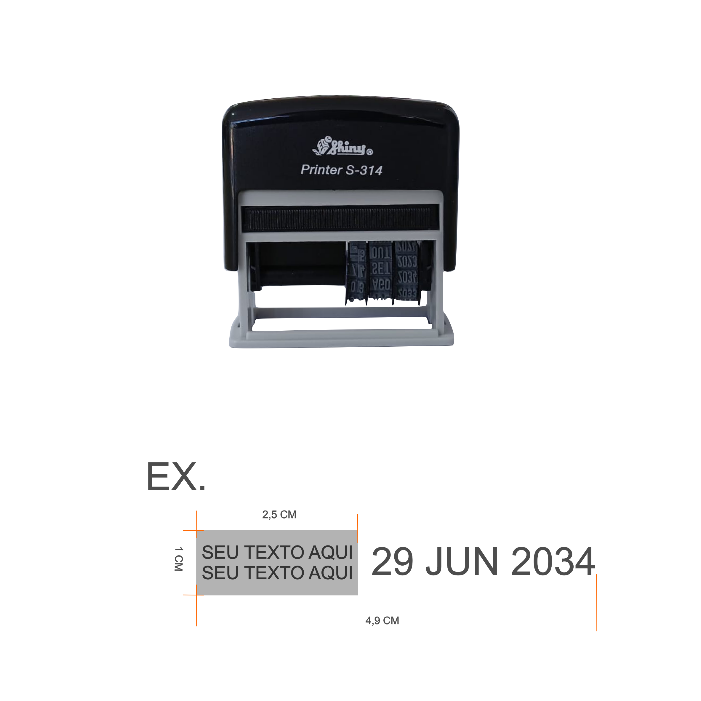 Carimbo Datador com Texto Shiny 314 - Doutor Carimbos LTDA