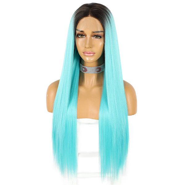 LACE FRONT MELISSA AZUL TURQUESA COM RAIZ - Perucas Martinez