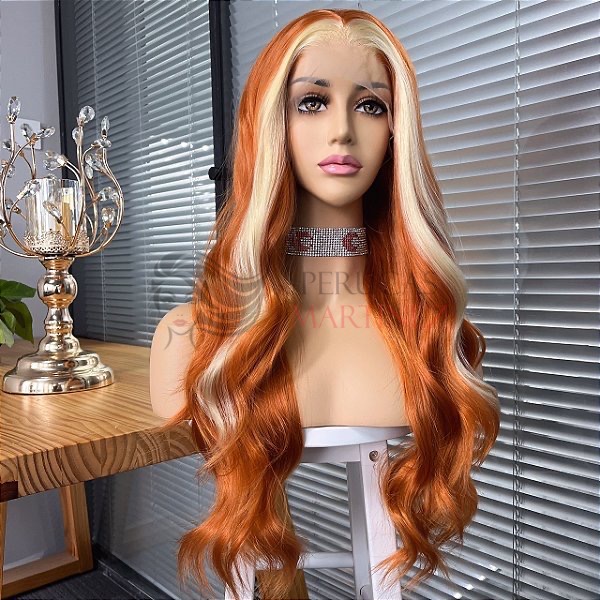 LACE FRONT JADE RUIVA COM MECHAS - Perucas Martinez