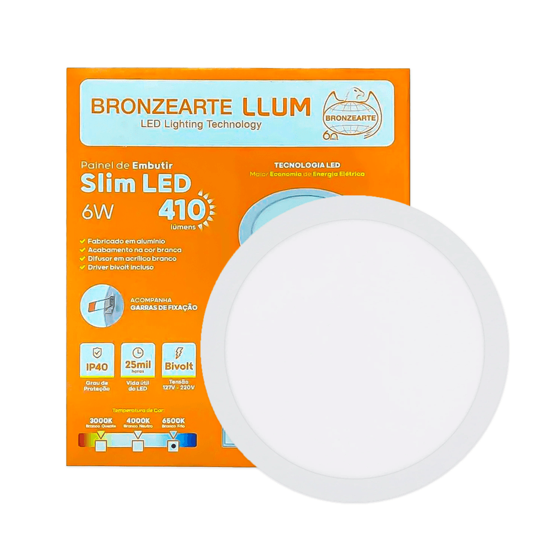 Placa de Led Embutir Redondo 62 - Bronzearte - Lina Materiais Elétricos