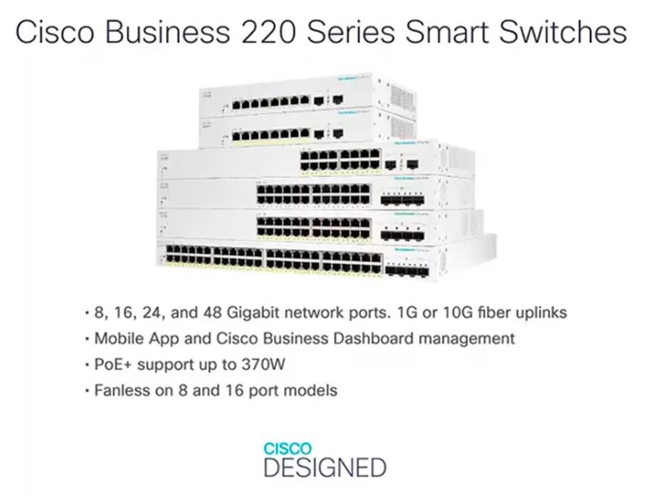 Switch Cisco Business Gerenciável 24 portas 4 SFP Layer 2 - Aztech Hardware