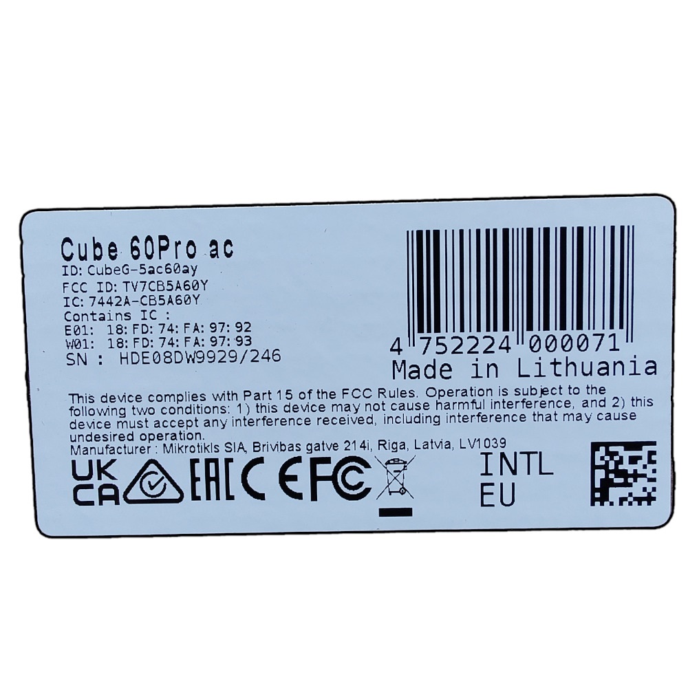 ANTENA CPE MIKROTIK CUBEG-5AC60AY CUBO 60PRO AC 60GHZ 2.4KM BR L4 - Aztech Hardware