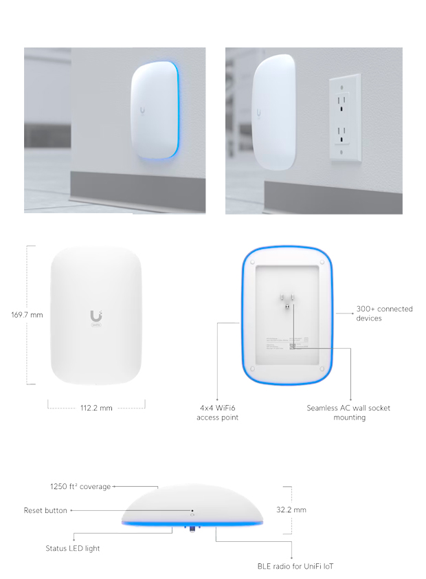 EXTENSOR UBIQUITI U6 UNIFI WIFI 6 4X4 MIMO BANDA DUPLA - Aztech Hardware