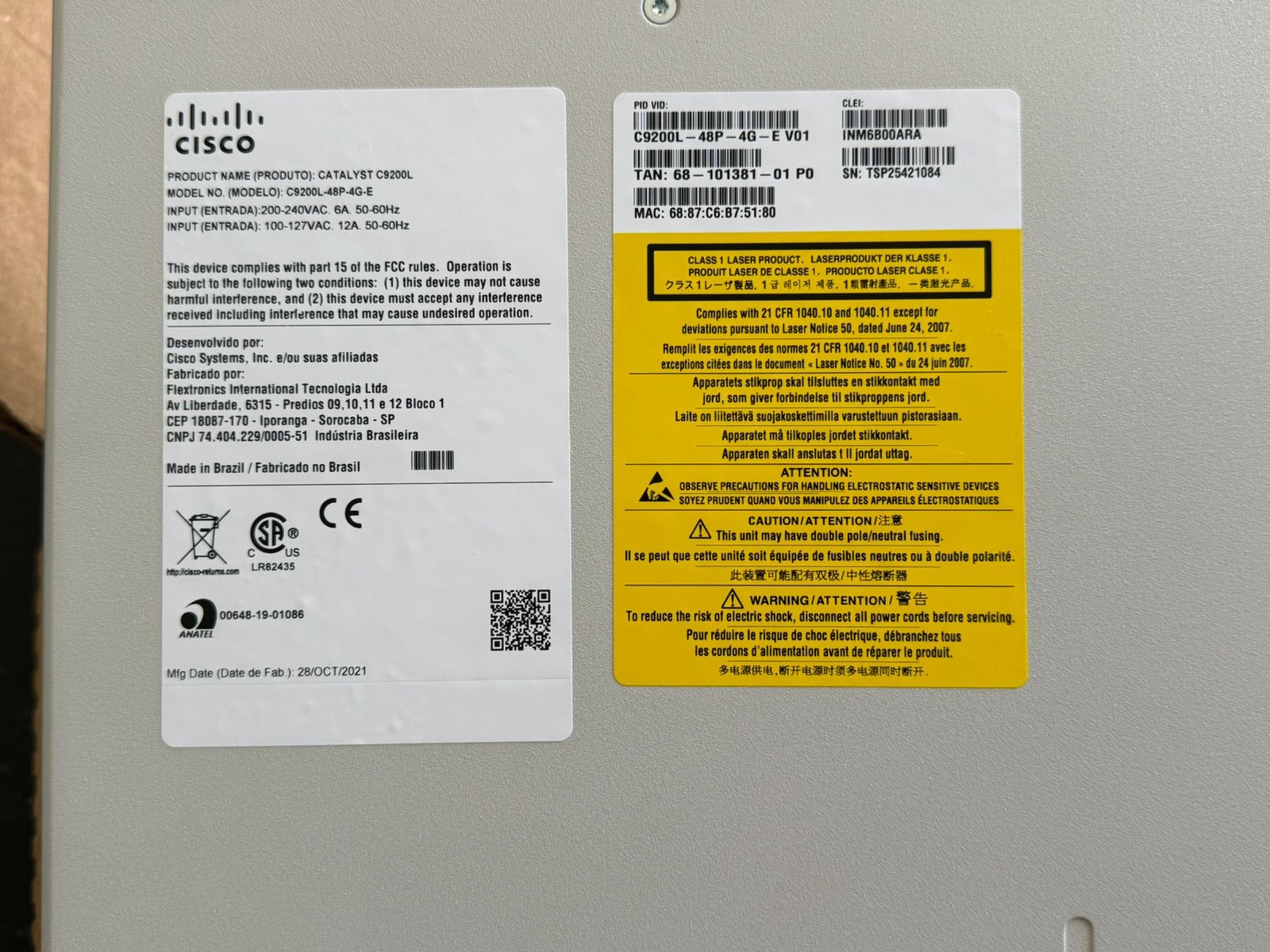 Switch Cisco C9200L-48P-4G POE+ 740W Network Essencials 48 portas ...