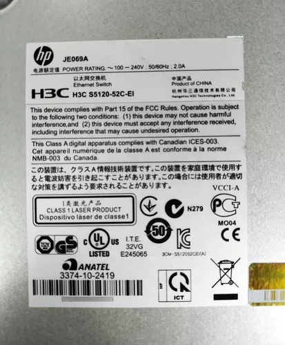 Switch HP A5120-48G 48 Portas Gigabit Gerenciável - JE069A - (USADO ...