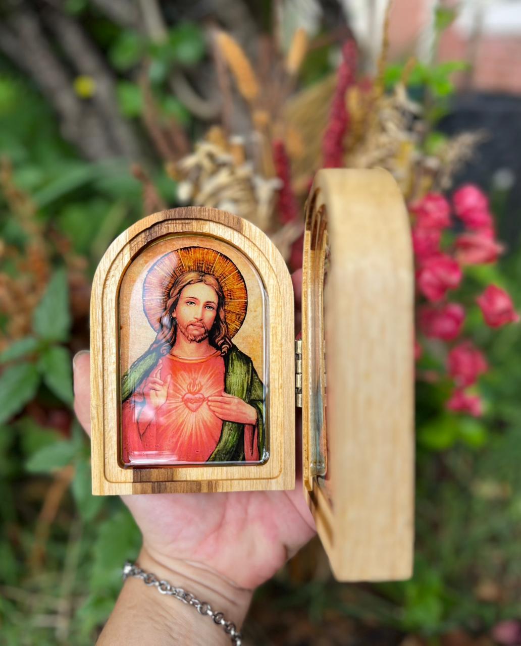 Mini Diptico - Sagrado Coração de Jesus e Imaculado Coração de Maria ...