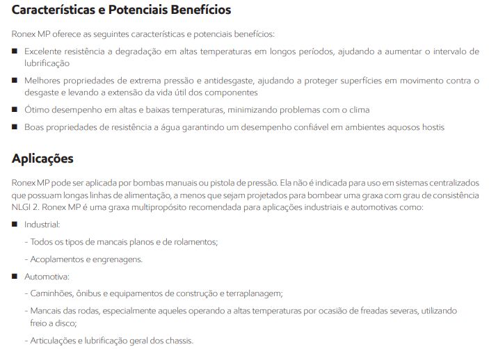 Graxa Mobil RONEX MP 20 kg (Complexo de lítio NLGI 2 - Aprovação Ford ...