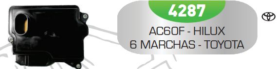 Filtro de Transmissão Automática AC60E F - Toyota Hilux 6 Marchas 4X2 ...