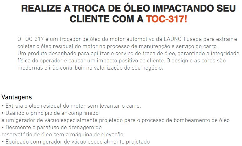 Troca de óleo a vácuo LAUNCH TOC-317 - Extrai o óleo usado rapidamente - Fast Car Brasil ...