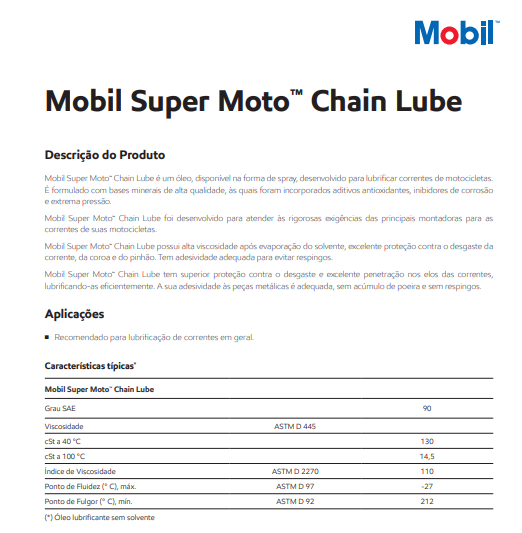 Mobil Super Moto Chain Lube 200 ml - Lubrificantes para Corrente - Fast ...