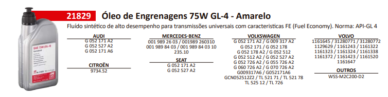 Fluído Sintético para transmissão Febi 21829 75W GL4 1 lt - Audi MB VW ...