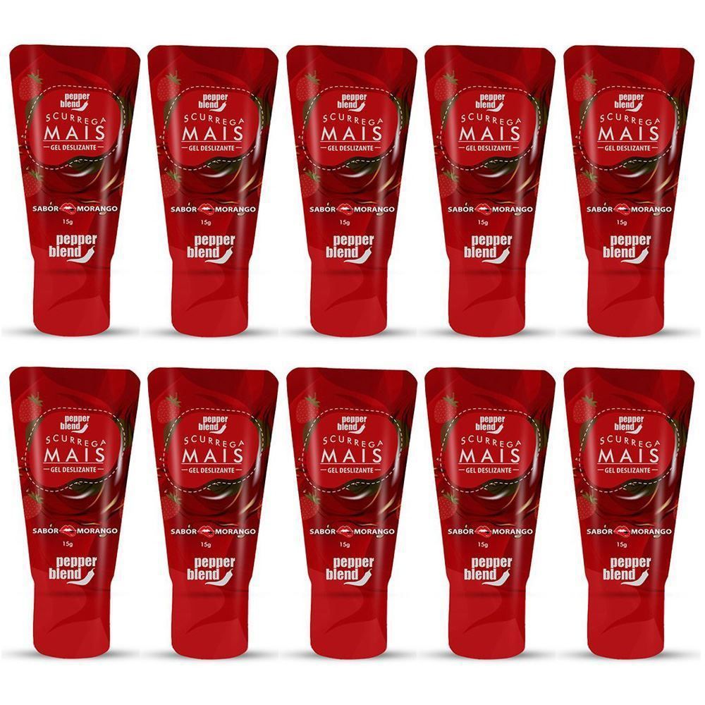 Scurrega Mais Morango Gel Comestivel 15g Cada Kit C 10 Pepper