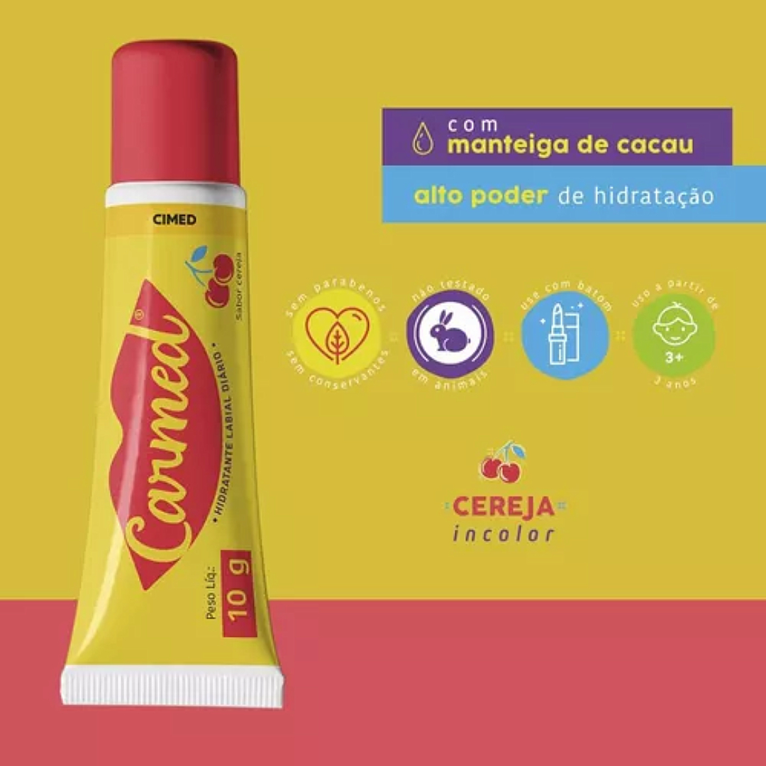 Carmed Hidratante Labial Cereja Incolor 10g - HiperABC