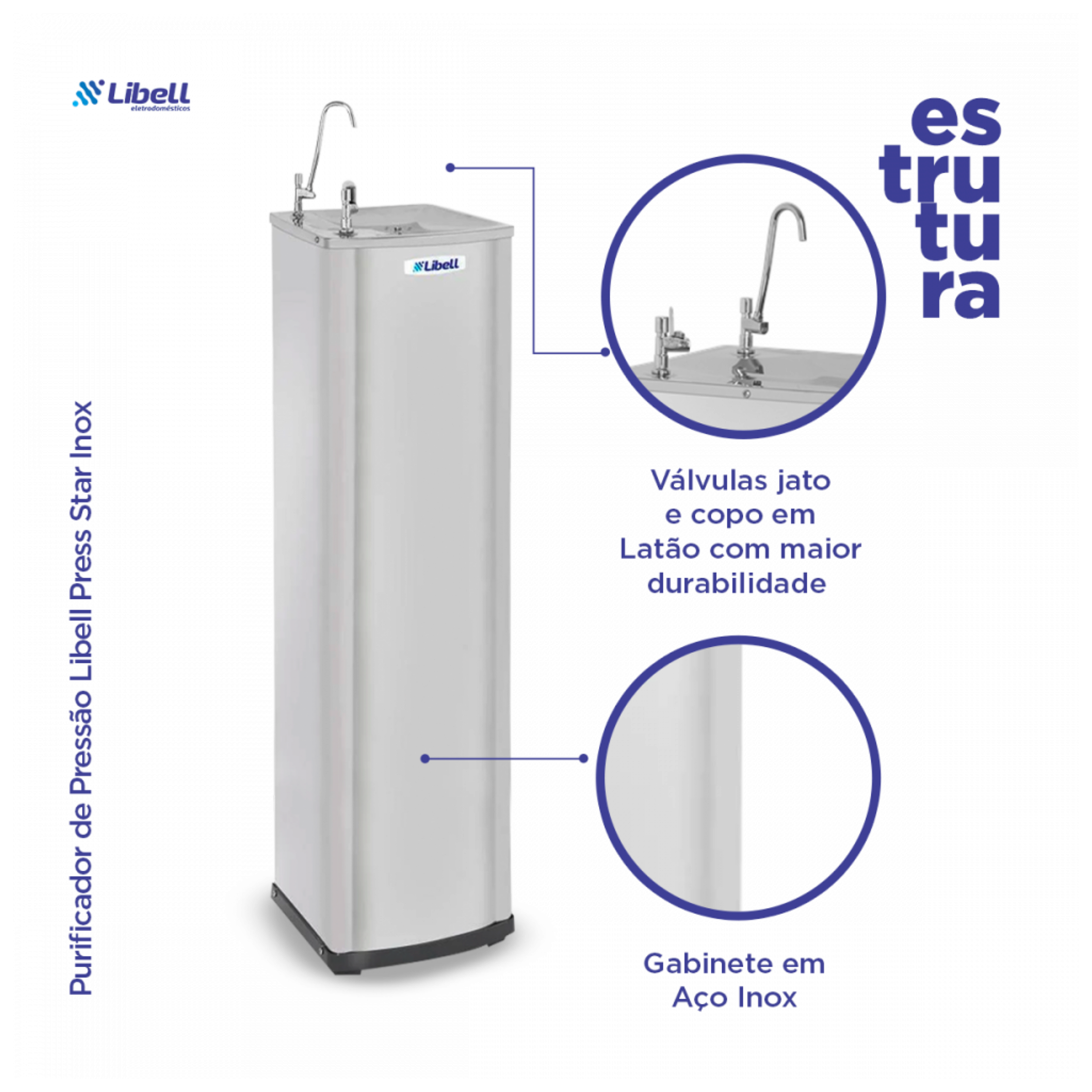 Purificador Bebedouro de Pressão Libell Press Star Inox - Magazine Gama ...