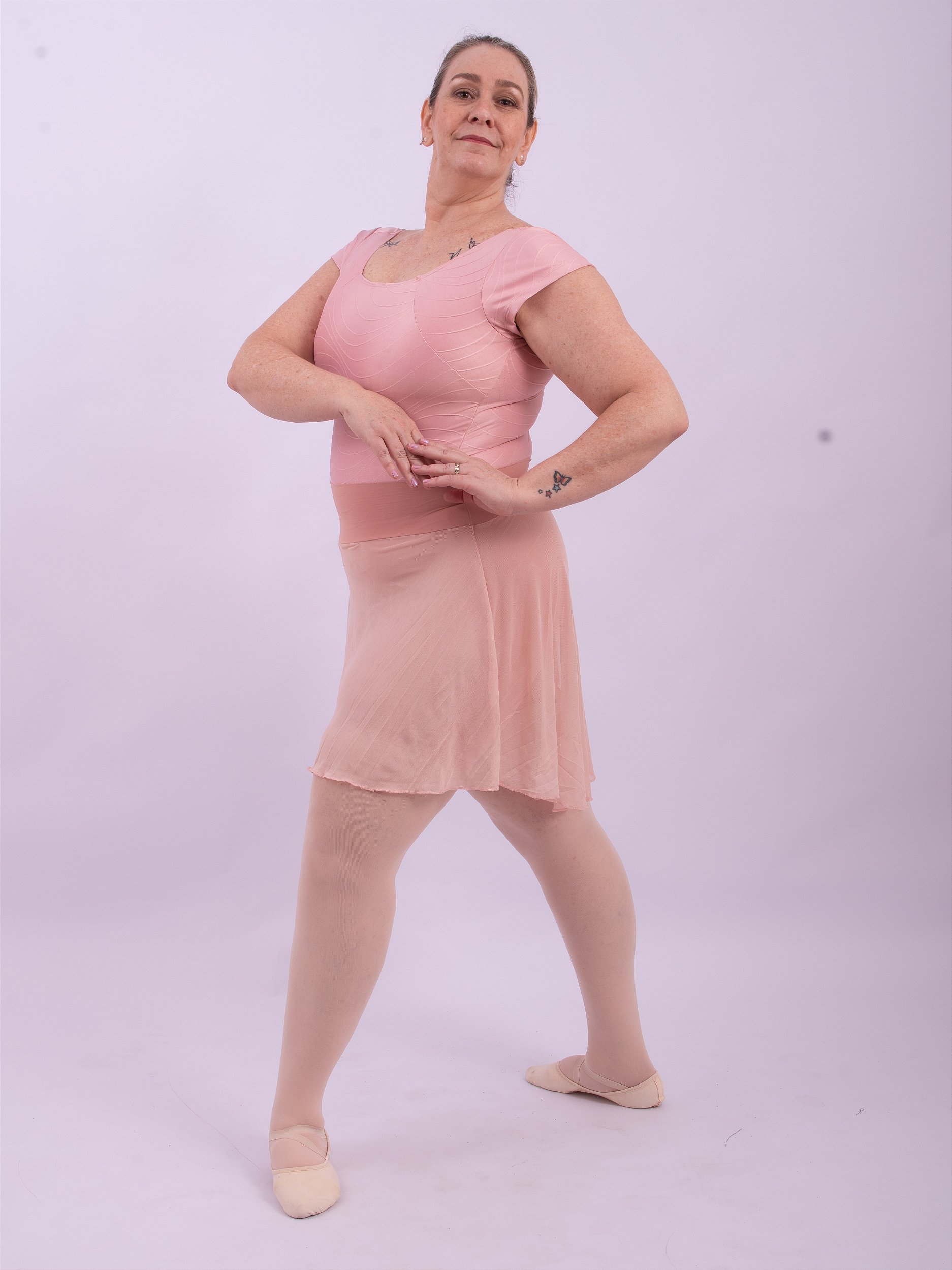 Collant Onda manga - Rosa - Roupas para dança, dancewear