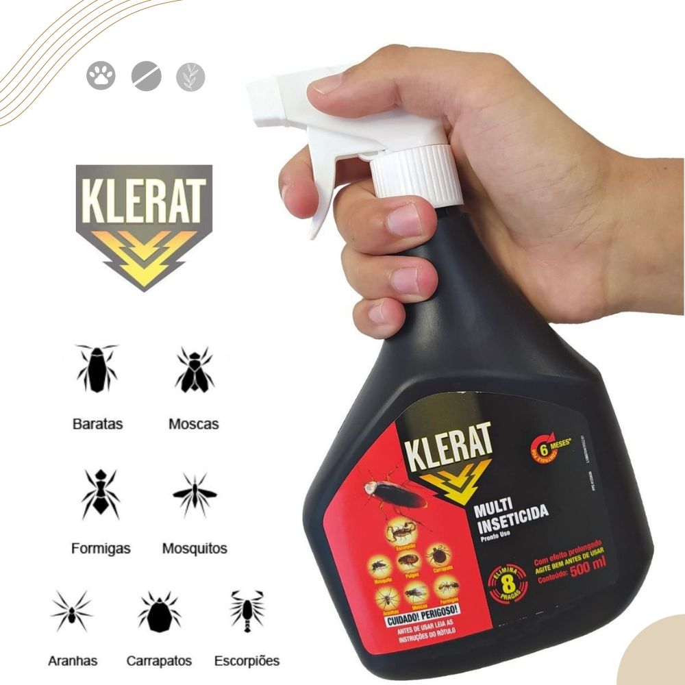 Klerat Multi Inseticida Spray 500ml Mata Barata Traça Mosca - Sens ...