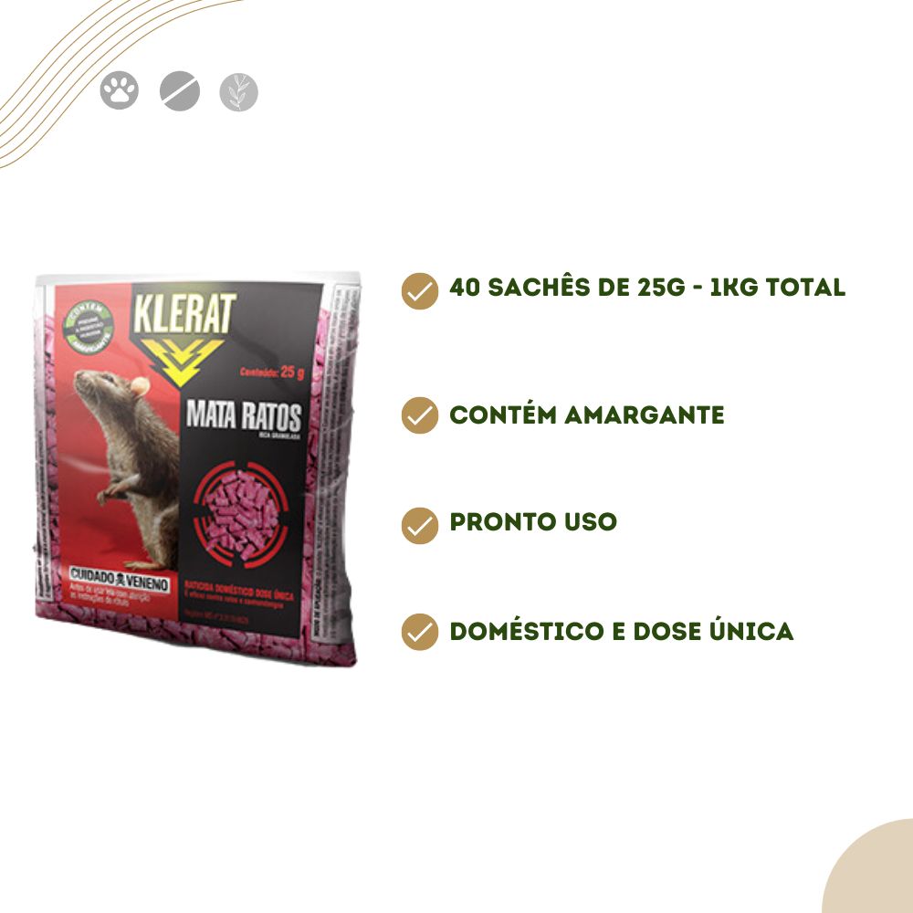 Mata ratos Klerat iscas - 1kg - Poderoso e eficaz. - Sens Agropet ...