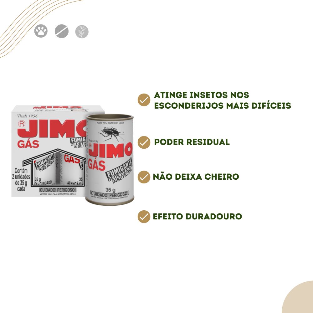Jimo Gás Fumigante INSETICIDA COM EFEITO DURADOURO 2Un de 35g - Sens ...