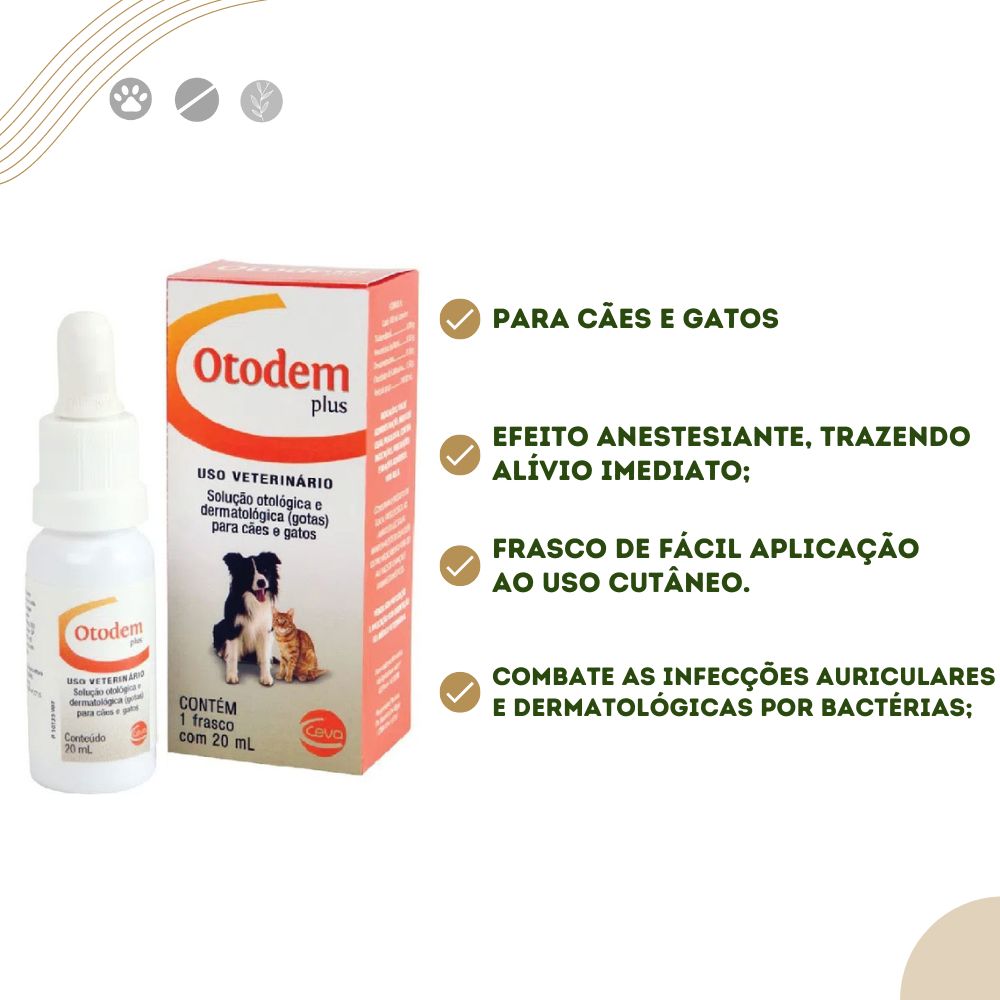 Otodem Plus 20ml Solução Otológica Dermatológica cães gatos - Sens ...