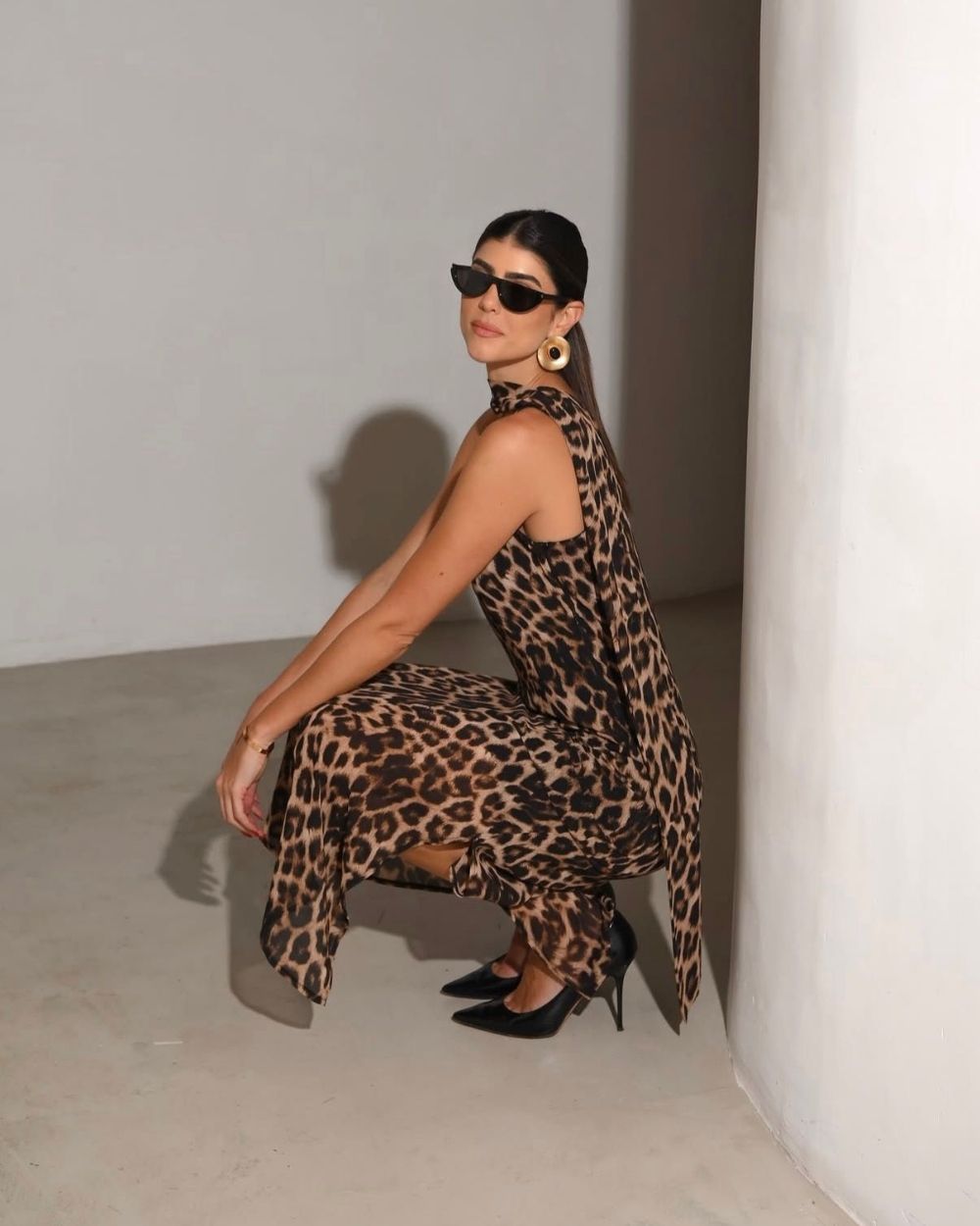 Vestido Midi Em Crepe Um Ombro Animal Print Hirus - Albuquerque ...