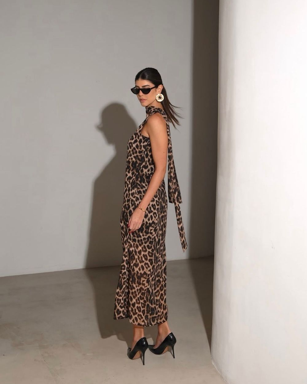 Vestido Midi Em Crepe Um Ombro Animal Print Hirus - Albuquerque ...