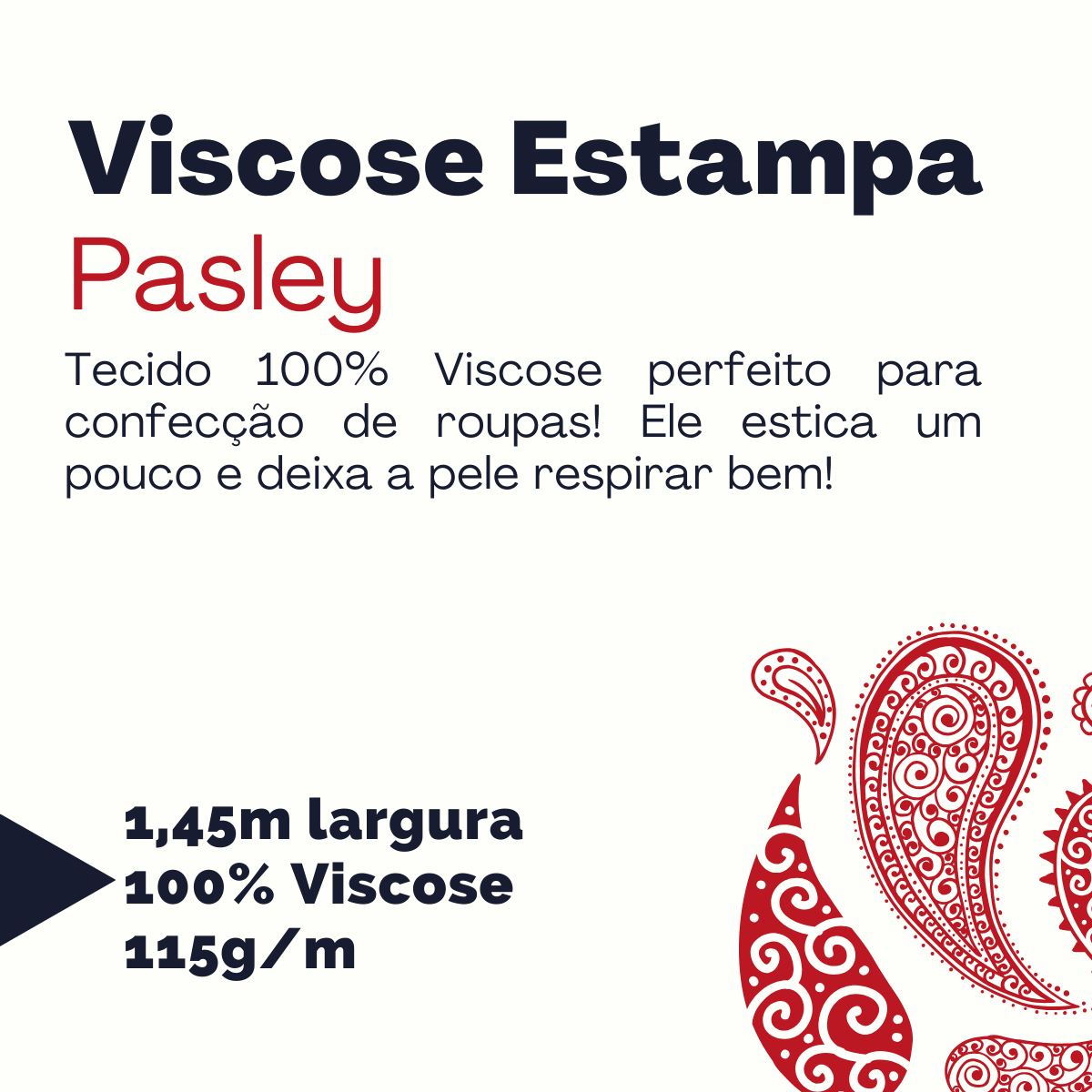Tecido Viscose Estampado Paisley 1,45m Confecção de Roupas Femininas ...