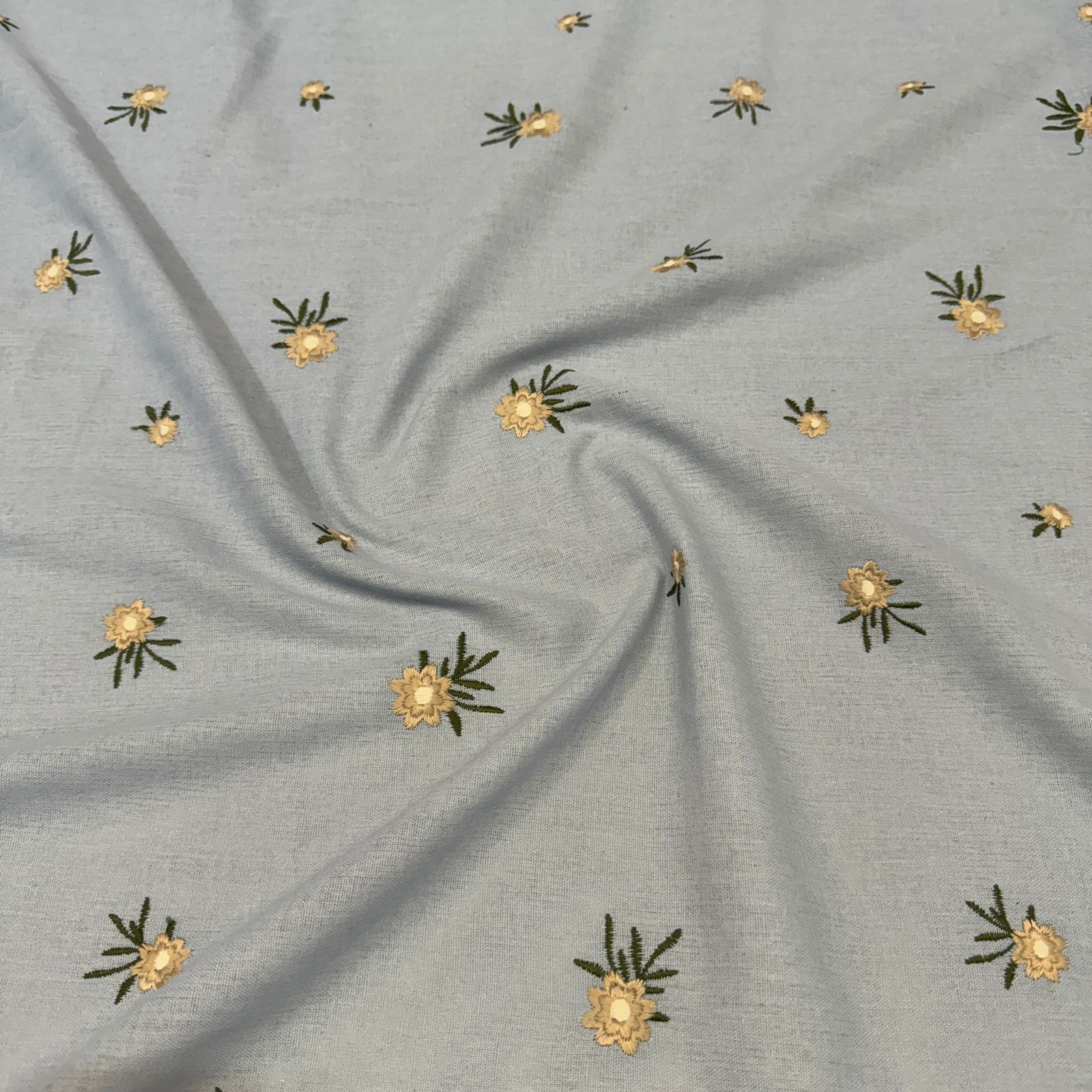 Tecido Linho Natural Bordado Florzinhas 1,30m Para Vestidos Femininos ...