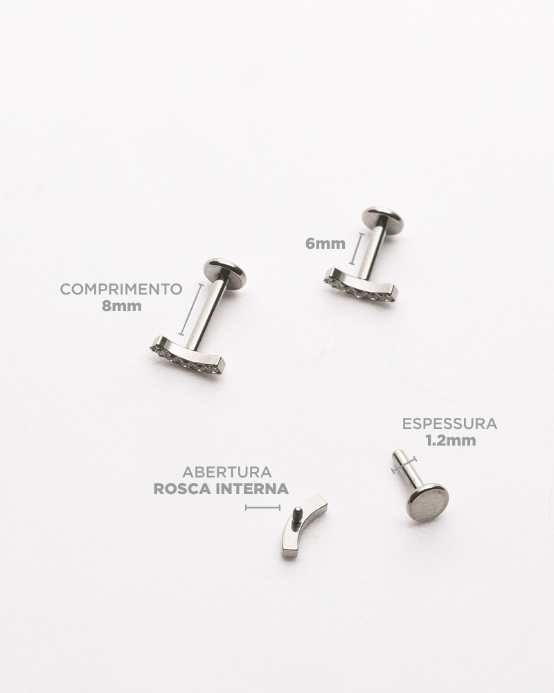 Piercing Mini Cluster Curvo com Zircônias - Titânio - Loka do Piercing ...