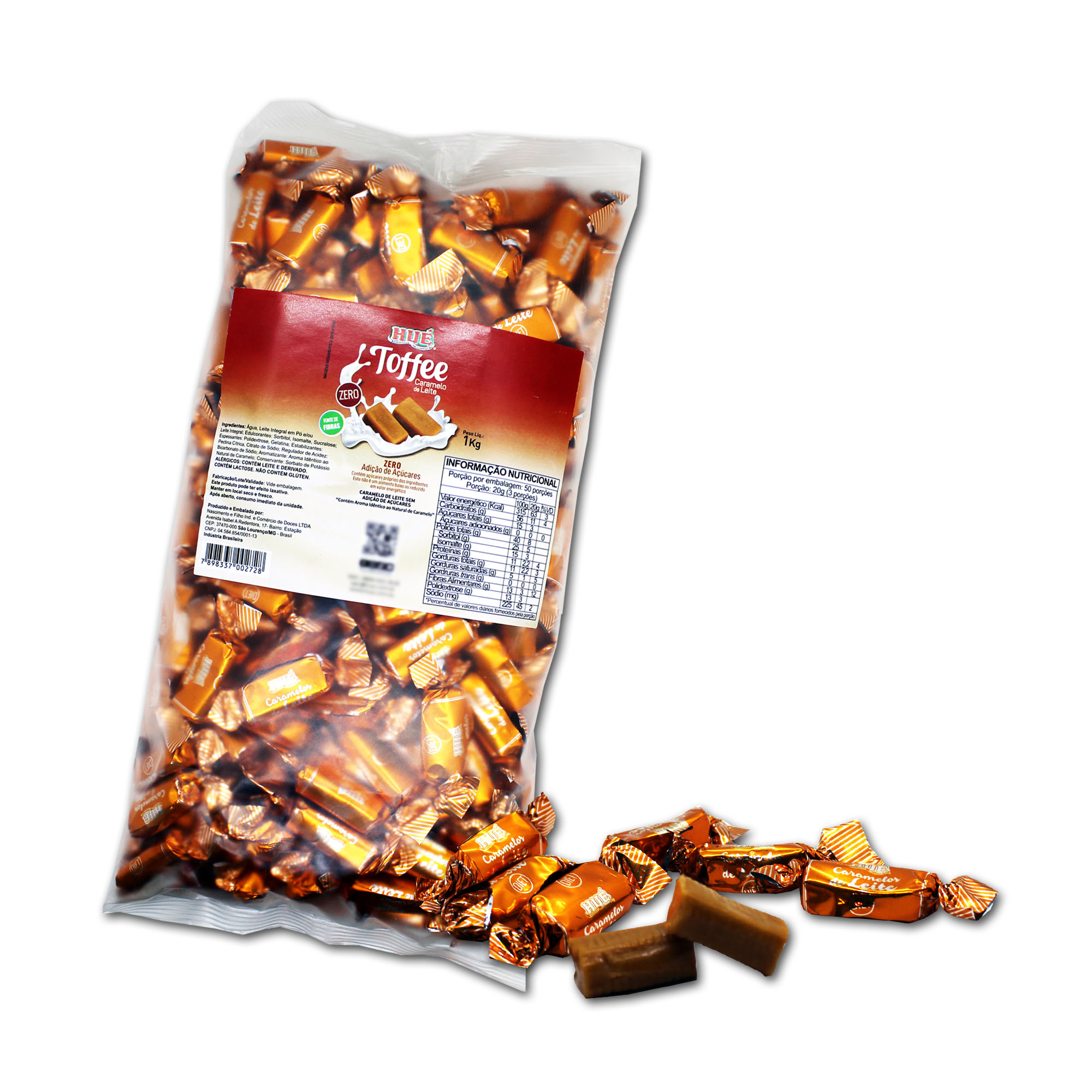 Bala Toffee de Caramelo de Leite Zero Diet Hué 1kg Fonte de Fibras ...