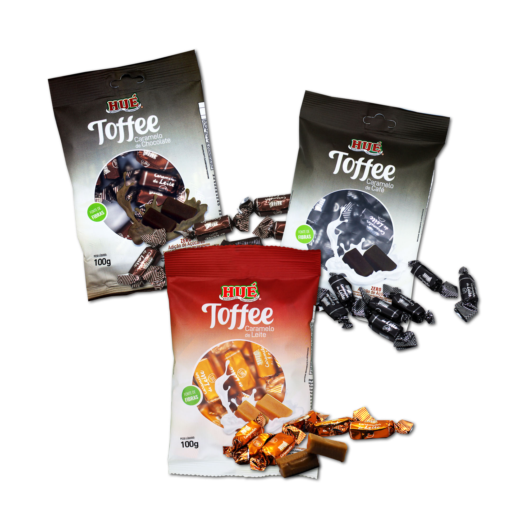 Kit Balas Toffee Diet Hué Sortidas: Leite Café e Chocolate 6 unidades ...
