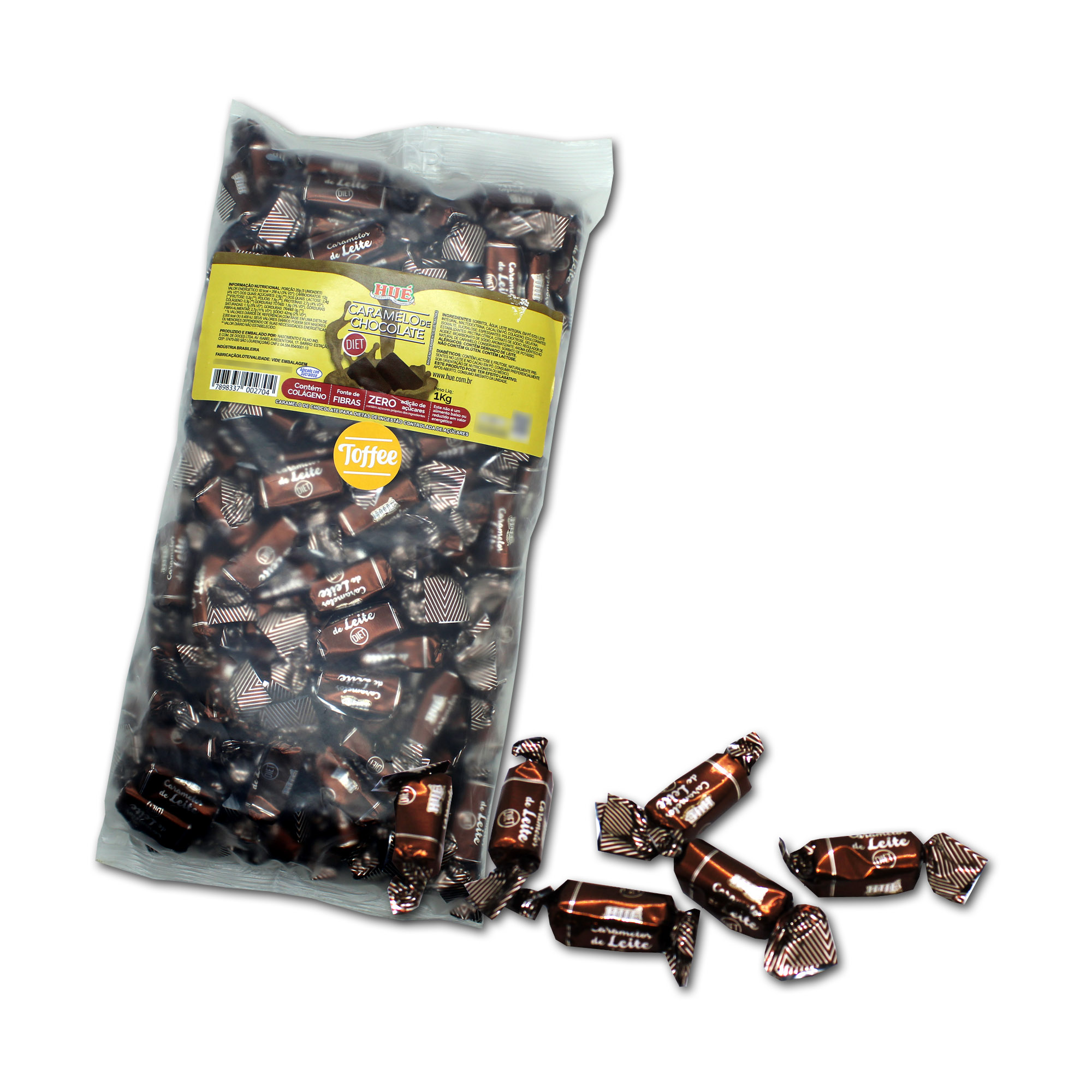 Bala de Caramelo de Chocolate Diet Hué 1KG - Uai Minas Empório