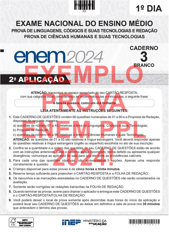 Enem Regular + Enem PPL provas 2018 a 2024 Gabarito Oficial - https ...