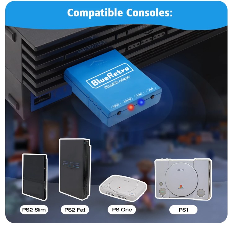 Adaptador BlueRetro / Receptor Bluetooth PS1 e PS2 sem fio - NyO Tech Games