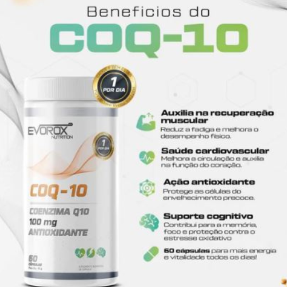 COENZIMA Q10 100 MG POTE 60 CÁPSULAS - EVOROX NUTRITION - Caveira ...