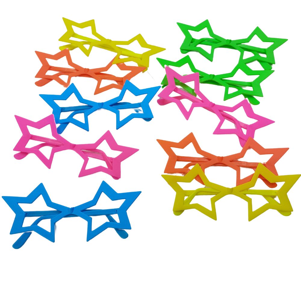 Kit Óculos Estrela Chic neon c 10 unidades - cores sortidas - mjs smart imports - importados e ...