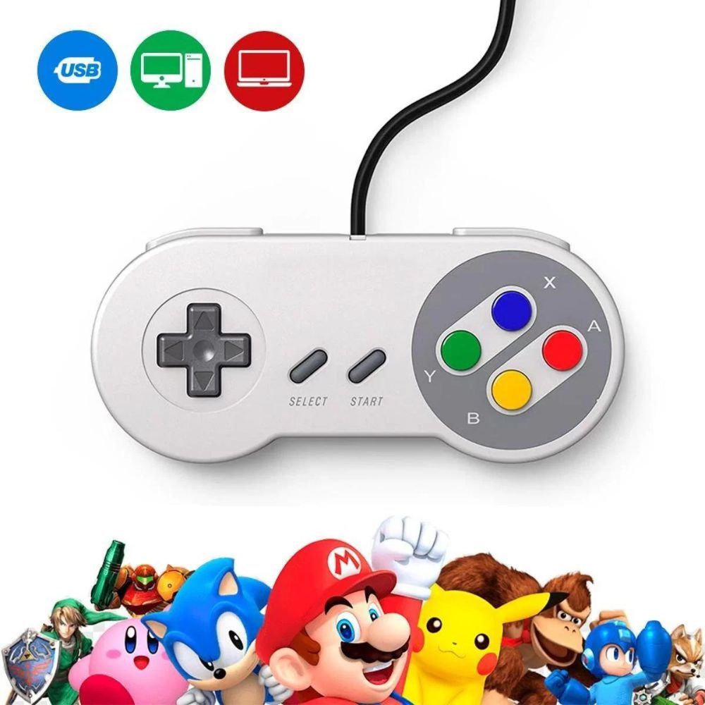 Controle Usb Snes Super Nintendo Para Pc Raspberry Mac Linux Knup KP ...