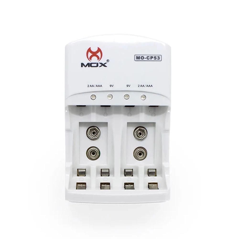 Carregador De Pilhas Mo-cp53 E 9v C/ 4 Pilhas 2 AA + 2 AAA - Bi-volt Mox MO CP53 - mjs smart ...