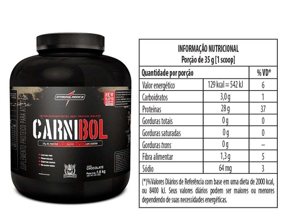 Carnibol Proteína da Carne Isolada 1,8kg - IntegralMedica Darkness ...
