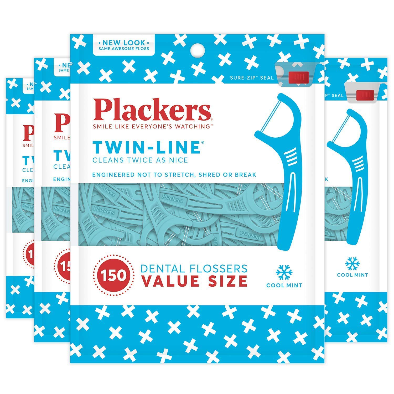 Fio dental de linha dupla Plackers - sabor menta - 150 unidades ...