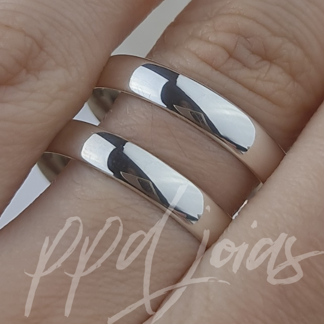 Par de Aliança Tradicional (4mm) - Ouro 18k BRANCO - PPD Joias - Loja ...