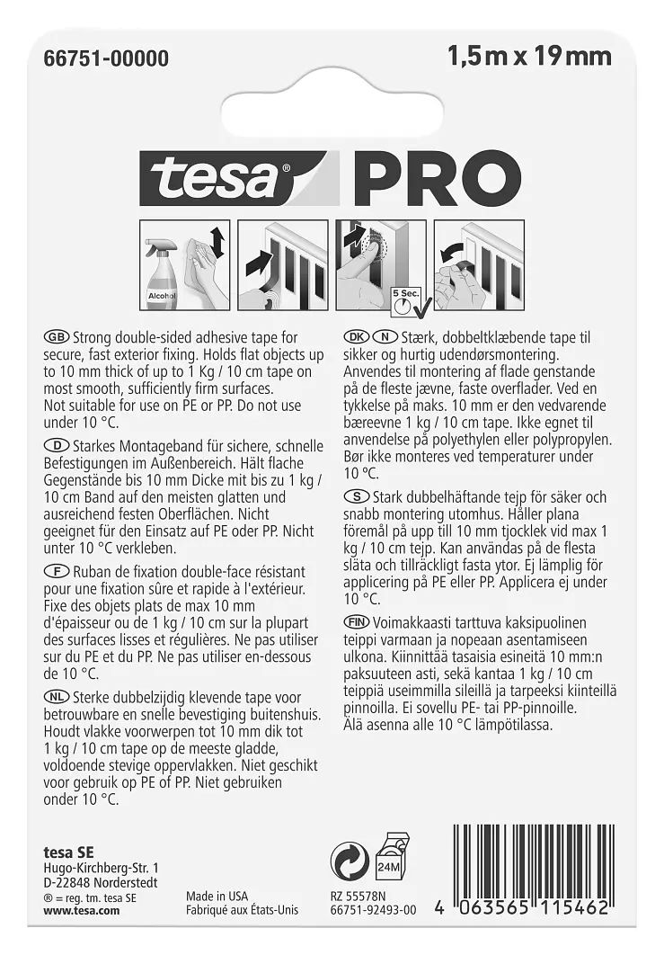 Fita Dupla Face Externa 66751 19mmX1,5m Acrílico Pro Mounting Tesa ...